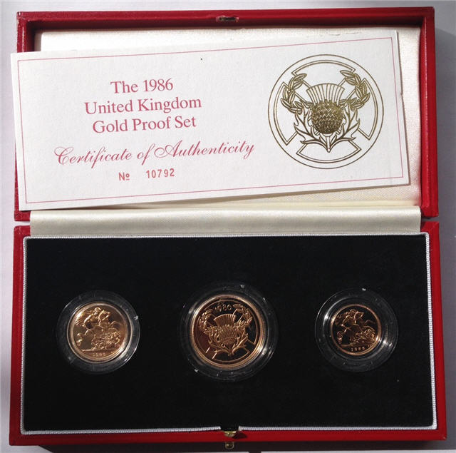 1986 Gold 3-Coin Sovereign Proof Set - Coin Parade